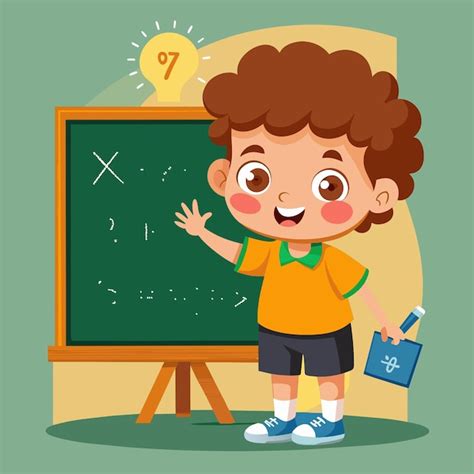Un Niño Pequeño Resolviendo Un Problema De Matemáticas En La Pizarra