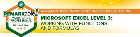 Microsoft Excel Level 3 Working With Functions Formulas National Able