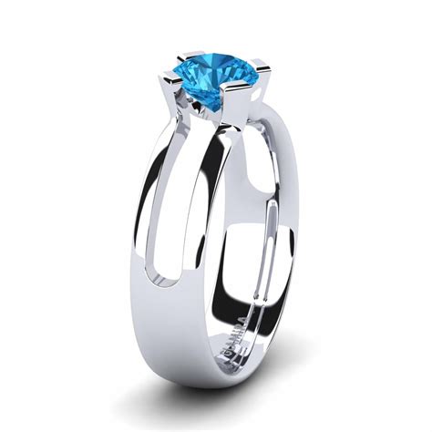 Hochwertige Verlobungsringe Bona 1 0 Crt Mit 1 Karat Blaue Topas Rund