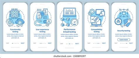 software testing onboarding mobile app page stock vector royalty free