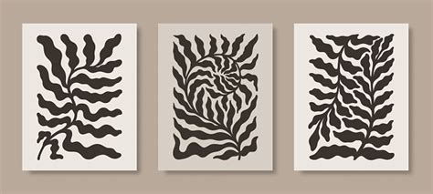 추상 마티스 꽃 포스터 세트 현대적인 미니멀 스타일의 현대적인 식물 프린트 그루비 벡터 일러스트 레이 션 식물에 대한 스톡 벡터 아트 및 기타 이미지 Istock