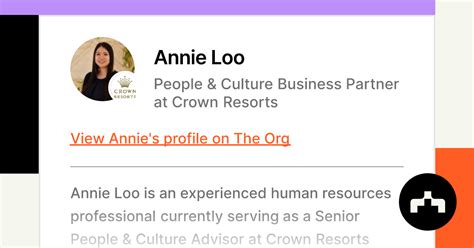Annie Loo People And Culture Business Partner At Crown Resorts The Org