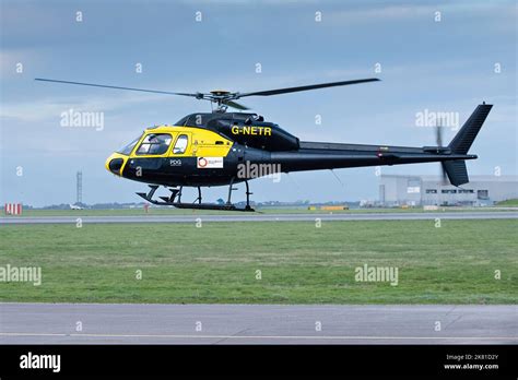 A Eurocopter As355 F1 G Netr Pdg Aviation Services Helicopter Landing At Newquay Airport In