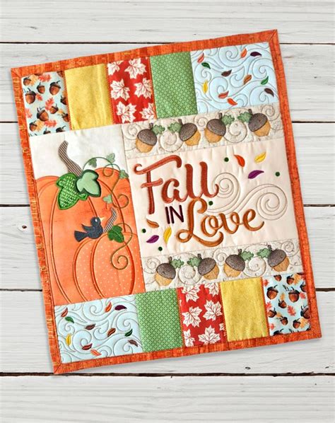 ITH Fall Petite Quilt Wall Hanging Machine Embroidery Designs By JuJu