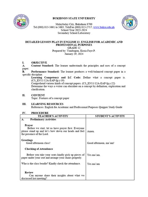 Eapp Concept Paper Lesson Plan Pdf Psychology Mind