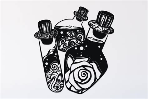 Floral Potion Bottles Drawing 13 Graphic By Wicked Whimsy Arts Creative Fabrica