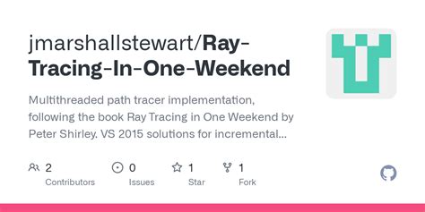 GitHub Jmarshallstewart Ray Tracing In One Weekend Multithreaded Path Tracer Implementation