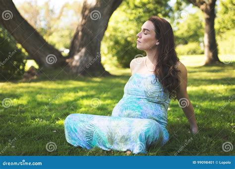 Young Beautiful Pregnant Woman With Long Hair Stock Image Image Of