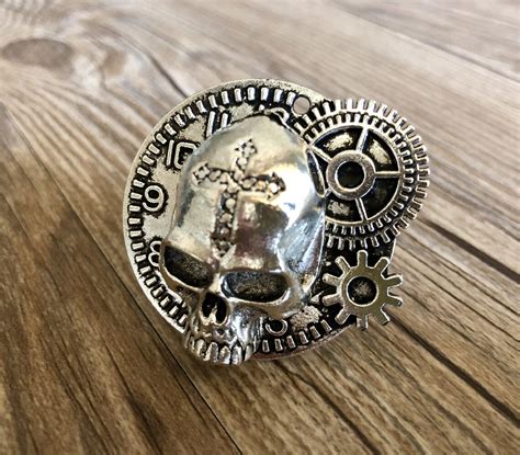 Silver Gothic Skull Knobs Brass Knobs Cabinet Dresser Knobs Etsy