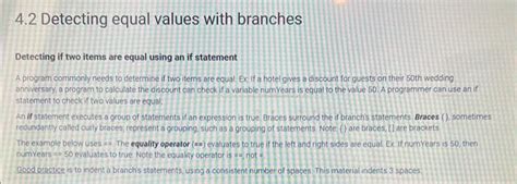 Solved 42 Detecting Equal Values With Branches Detecting If