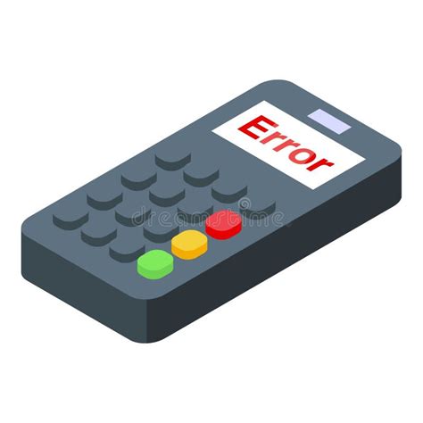 Pos Terminal Showing Error Message Isometric View Stock Illustration