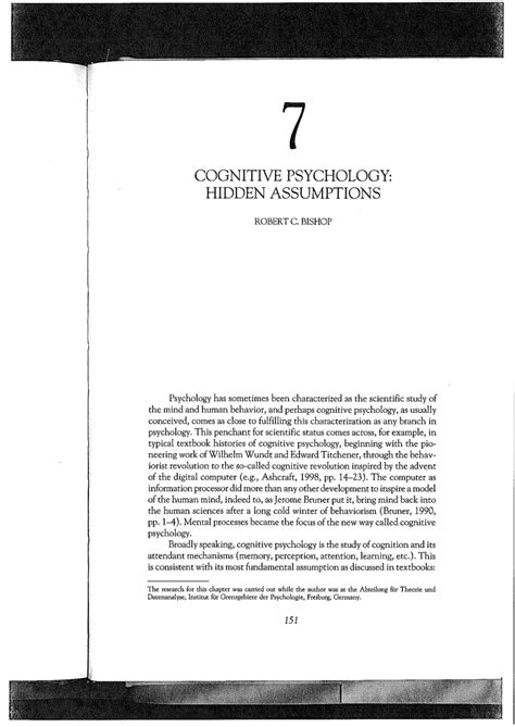 Pdf Cognitive Psychology Hidden Assumptions