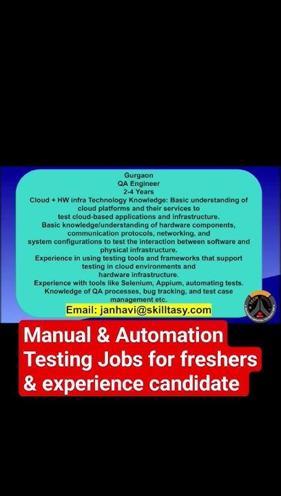 software testing jobs qa testing jobs manual and automation testing
