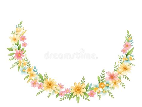 Marco Redondo Hecho De Flores Silvestres Acuarelas Y Hojas Generativas