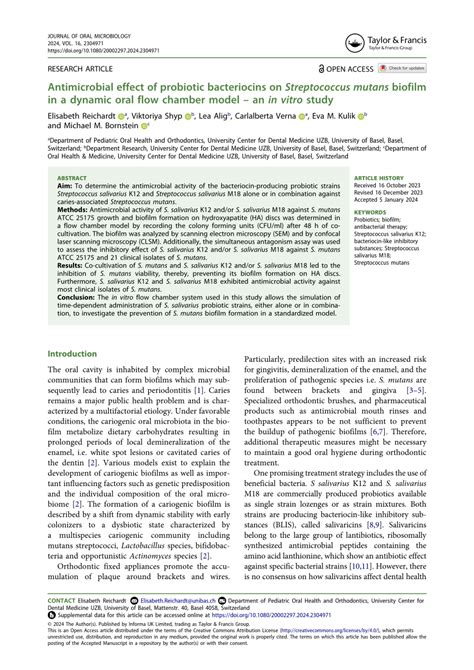Pdf Antimicrobial Effect Of Probiotic Bacteriocins On Streptococcus Mutans Biofilm In A