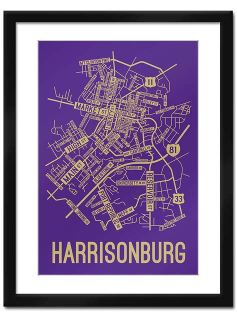 Harrisonburg Virginia Street Map School Street Posters