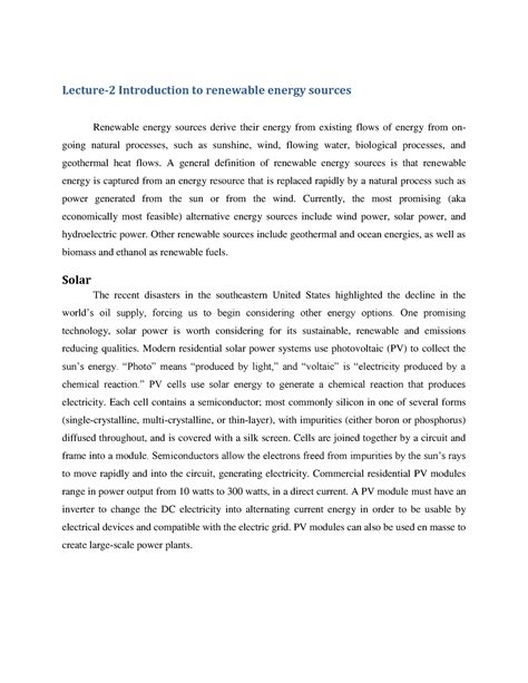 Renewable Energy Systems Lecture 2 ELEC 437 Lecture 2 Introduction To Renewable Energy