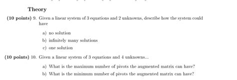 Solved 10 Points 9 Given A Linear System Of 3 Equations