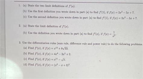 Solved 1 A State The Two Limit Definitions Of L A B