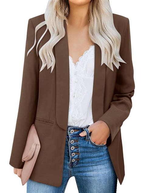 Womens Casual Blazer Long Sleeve Business Suit Jacket Open Front Work