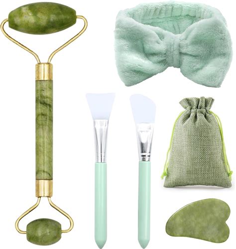 VEGCOO Jade Roller Gua Sha Set Face Roller Gua Sha Stone Massage