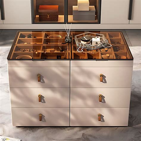 Walk In Closet Island With 16 Drawers High Qlo