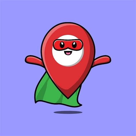 귀여운 핀 위치 슈퍼 히어로 캐릭터 Flaying 그림 만화 벡터 개념 3d 현대적인 스타일 프리미엄 벡터
