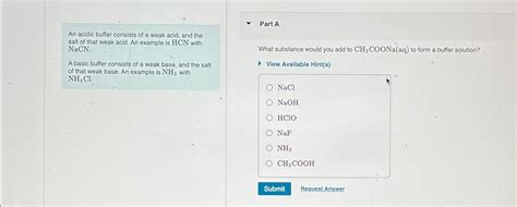solved an acidic buffer consists of a weak acid and the