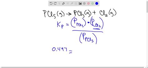 Solved At 500 K The Reaction Pcl5 G ⇔ Pcl3 G Cl2 G Has Kp 0 497 In An Equilibrium