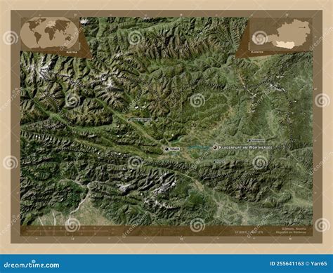 Karnten Austria Low Res Satellite Labelled Points Of Cities Stock