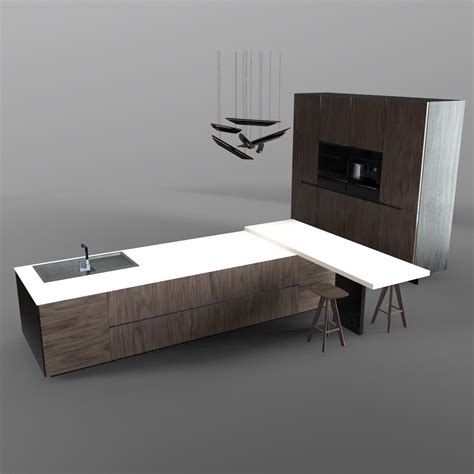 현대식 주방 3d 모델 5 Blend Dae Free3d