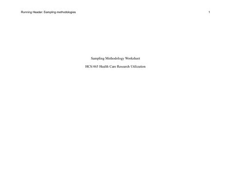 Sampling Methods Worksheet Docx Sampling Methodology Worksheet Hcs 465