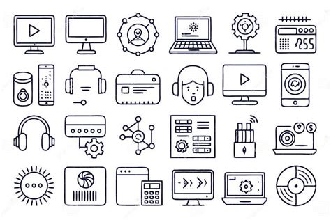 Vector Illustration Of Computer Hardware Icons Stock Illustration Illustration Of Office