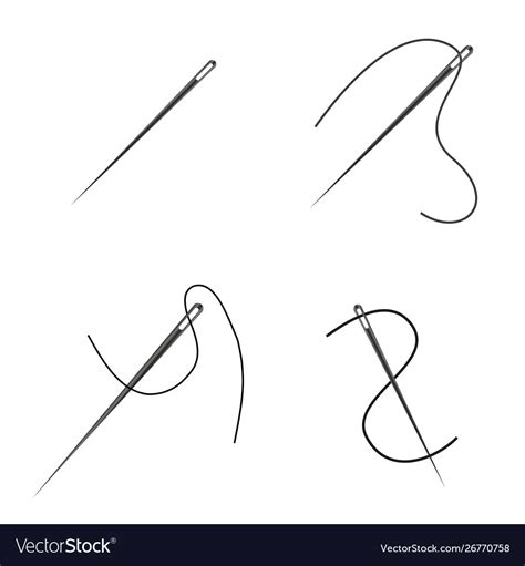 Set Sewing Needles Isolated On White Royalty Free Vector