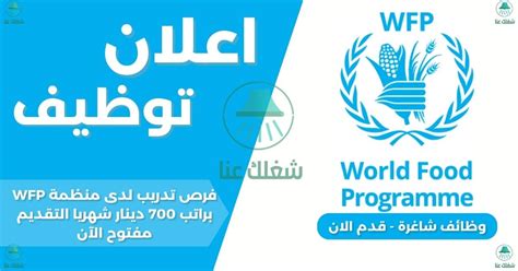فرصة تدريب مع برنامج الغذاء العالمي Wfp راتب 700 دينار شهريًا في