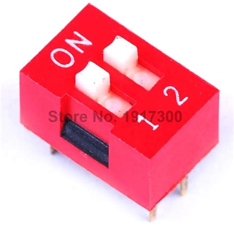 50pcs 2p 2 Position Dip Switch 254mm Pitch 2 Row 4 Pin Dip Switch In