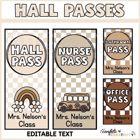 Printable Classroom Hall Passes Personalized Classroom Hall Pass