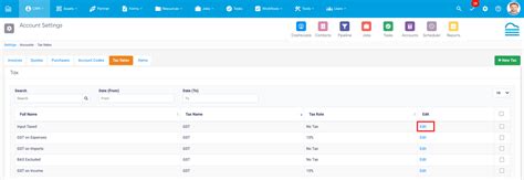 how do i edit tax rates formitize help desk