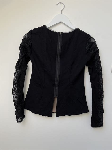 Bcbgmaxazria Lace Overlay Blouse With Lace Arms Styleswap
