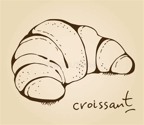 Ilustración Croissant De Vector Blanco Y Negro Dibujado A Mano