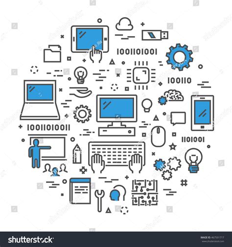 Line Web Concept Computer Science Banner Stock Illustration 467591717
