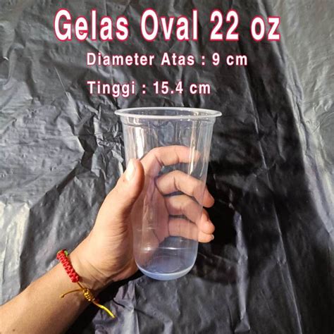 Gelas Plastik Oval Tebal Size 22 Oz Isi 50 Cup Gelas Oval Gelas
