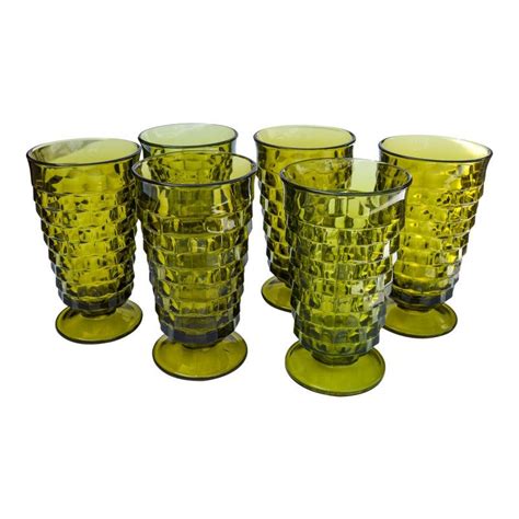 Vintage Mid Century Textured Green Glasses S 6 Artofit