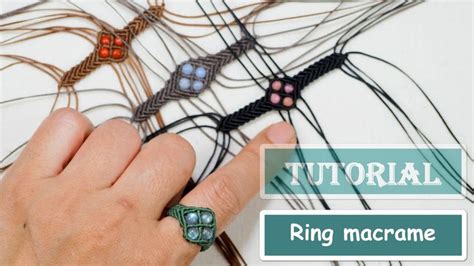 Macrame ring tutorial simple Diy How to makr Macrame with stone beads Craft jewelry ถกแหวนมาครา