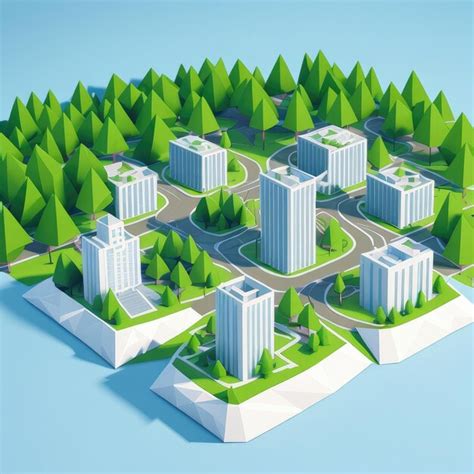 Una Caricatura De Una Ciudad Con Muchos Edificios Foto Premium