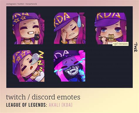 Akali Kda Twitch Discord Slack Emotes Etsy Canada League Of