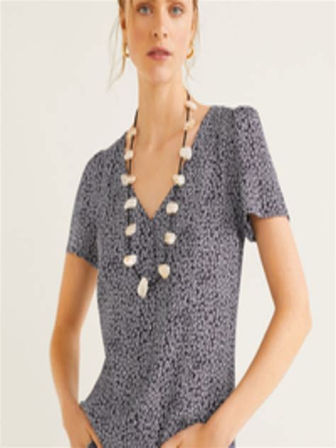 Buy Mango Women Navy And White Printed Top Tops For Women 9432723 Myntra