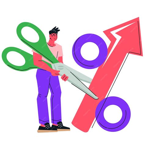 Premium Vector Cost Reduction Business Concept With Businessman Cutting Percent Sign Vector