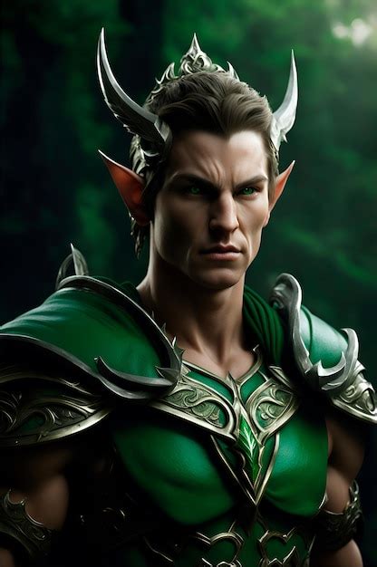 Premium Ai Image Elf King With Pointed Ears Green Eyes Muscular Body