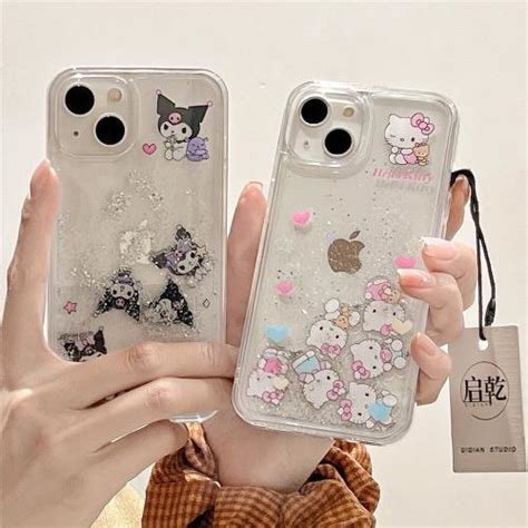 啟乾 流沙殼凱蒂貓庫洛米iphone14手機殼適用蘋果13promax少女心1211可愛卡通小眾創意kt網紅新款情侶夏日手機保護套殼